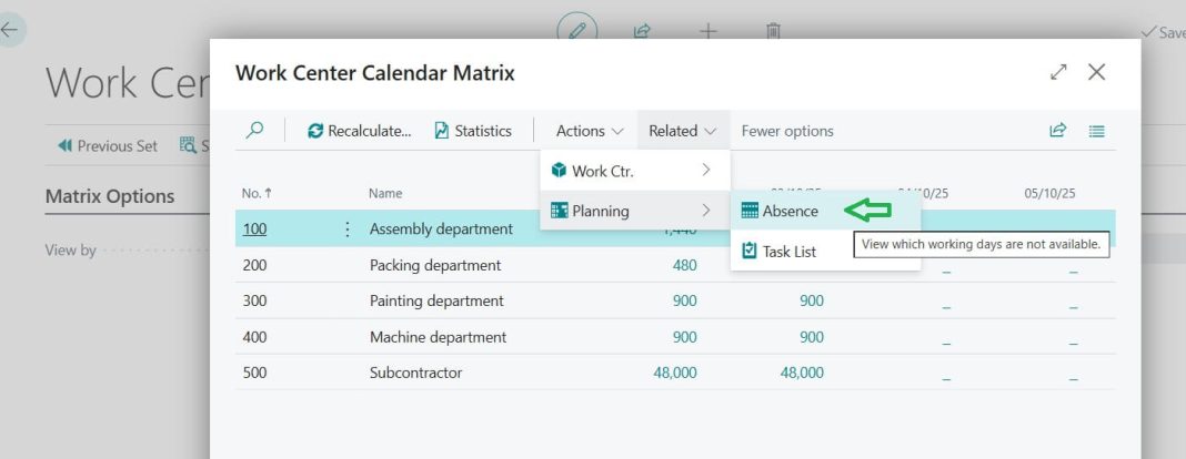 How to Set Up a Work Center Calendar in Business Central