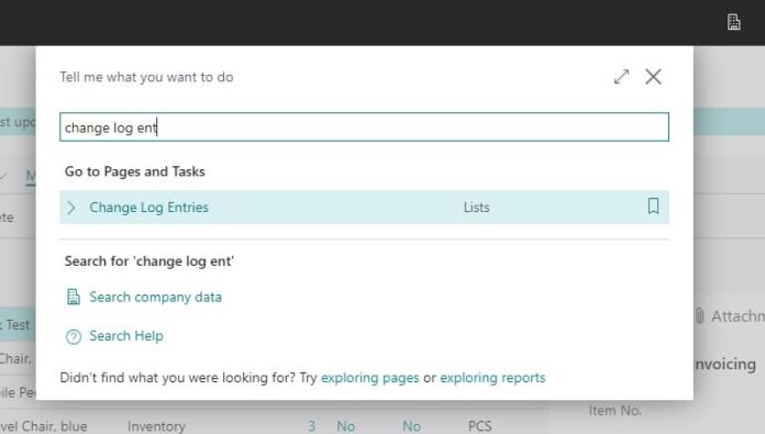 Change Log Setup and Change Log Entries in Business Central