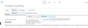 Change Log Setup and Change Log Entries in Business Central