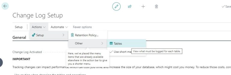 Change Log Setup and Change Log Entries in Business Central