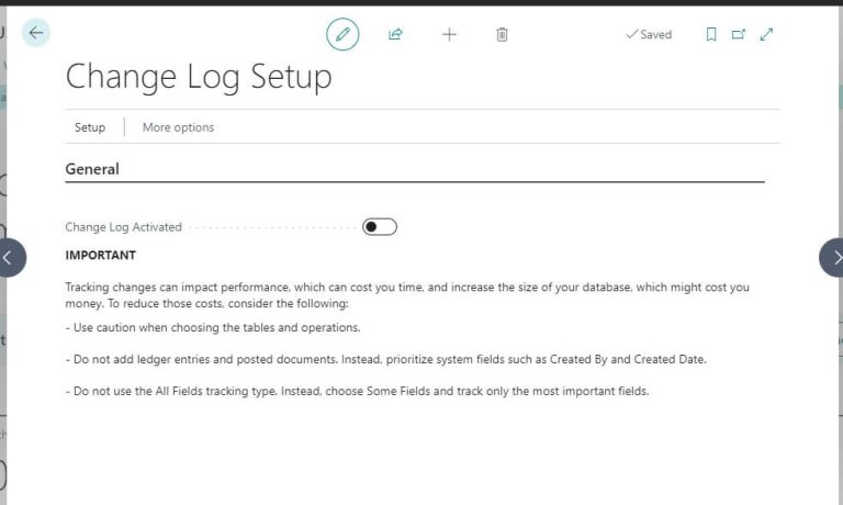 Change Log Setup and Change Log Entries in Business Central