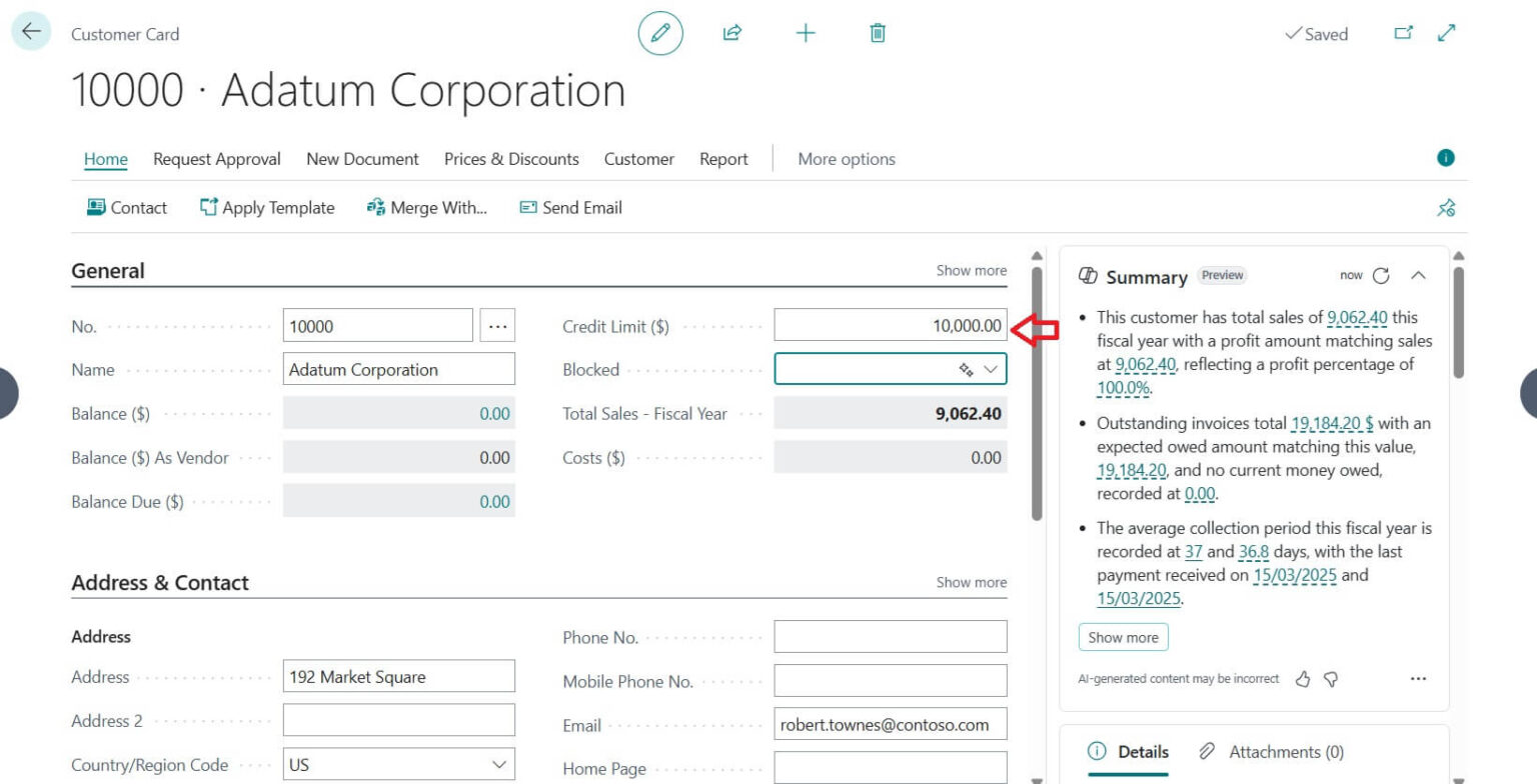 Credit Limit and Customer Blocking in Business Central