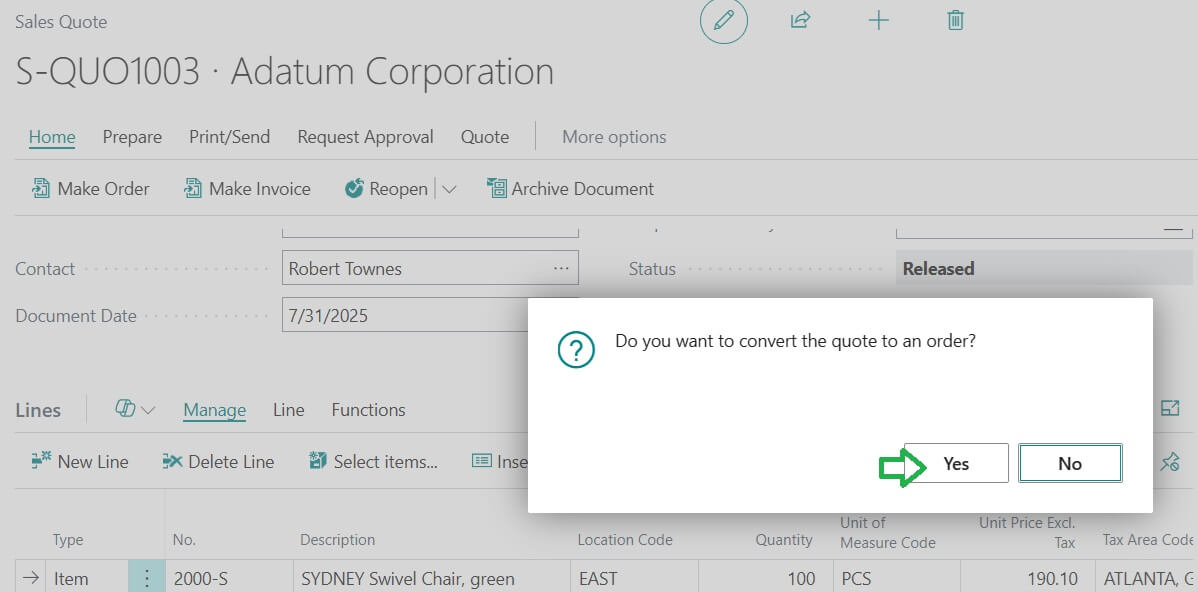 Sales Quote, Order, and Invoice - Full Process in Business Central