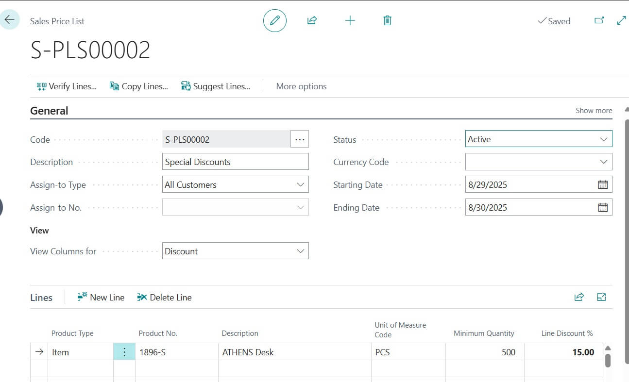 Price List and Discount Setup Explained in Business Central