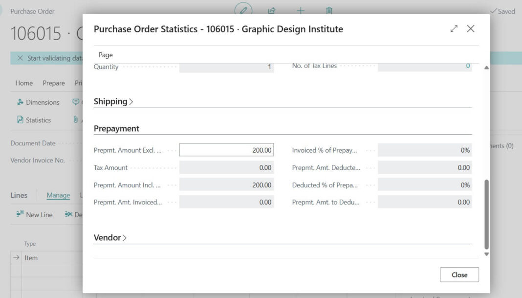 Vendor Prepayments in Business Central