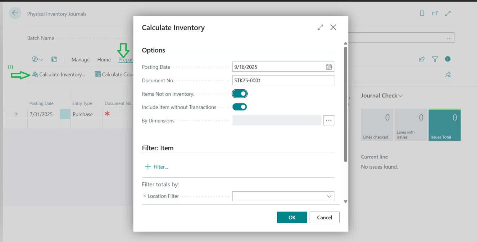 Physical Inventory Count in Business Central