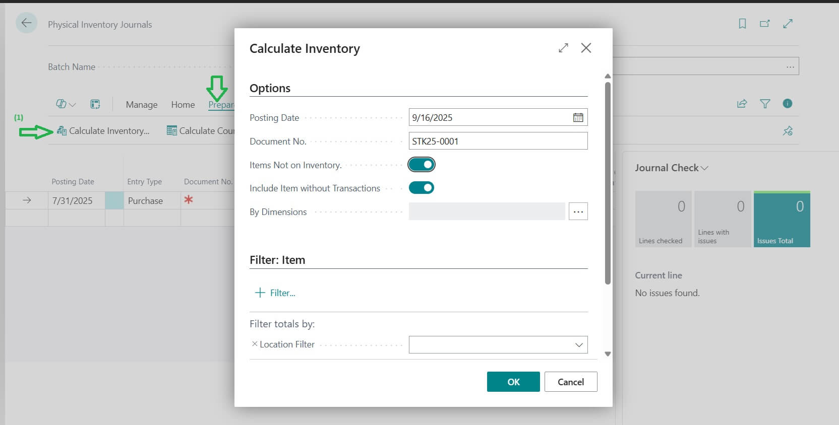 Physical Inventory Count in Business Central
