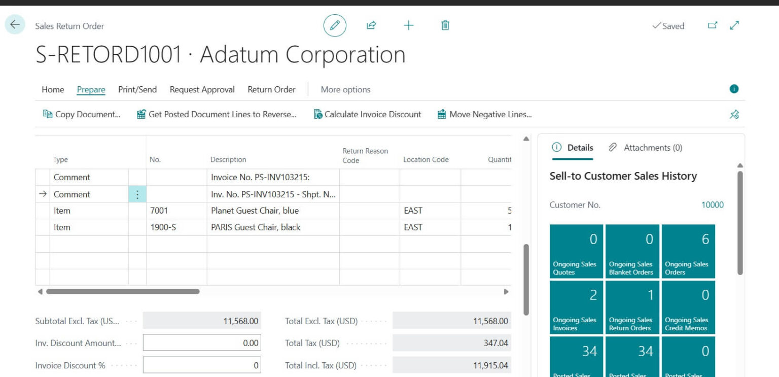How to Post a Sales Return Order in Business Central